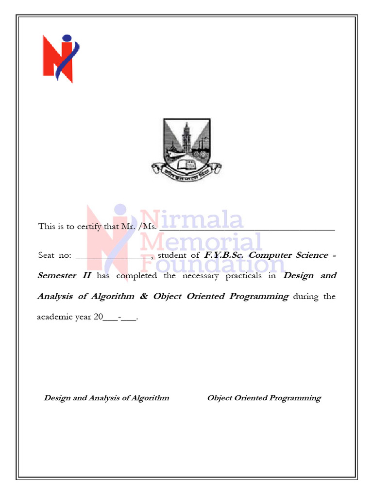 Certificate - Pages - FYCS-Sem II | PDF