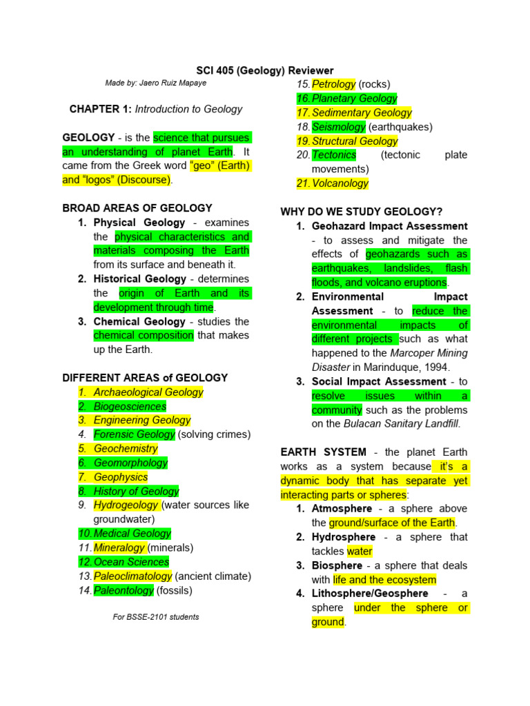 GEOLOGY-MIDTERM-REVIEWER | PDF | Sedimentary Rock | Lava