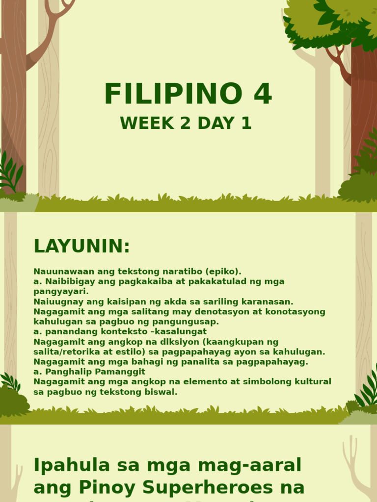Q4 Filipino 4 Week 2 Day 1 | PDF