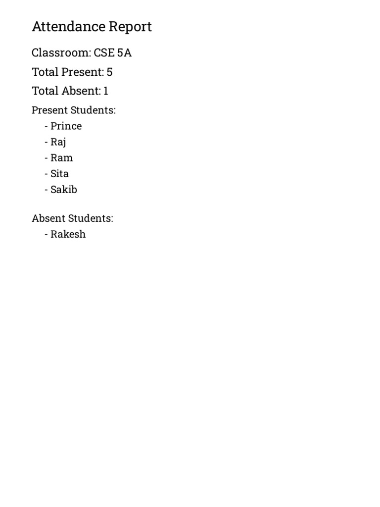 Attendance CSE 5A | PDF