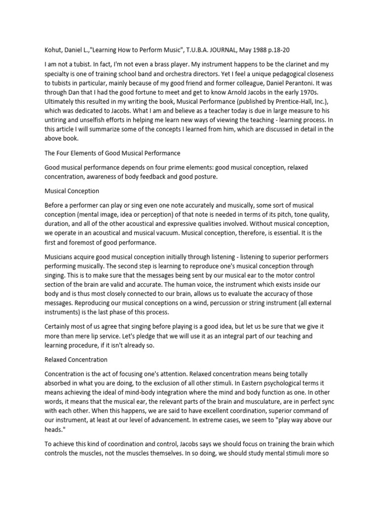 Music Performance for Educators | PDF | Breathing | Senses