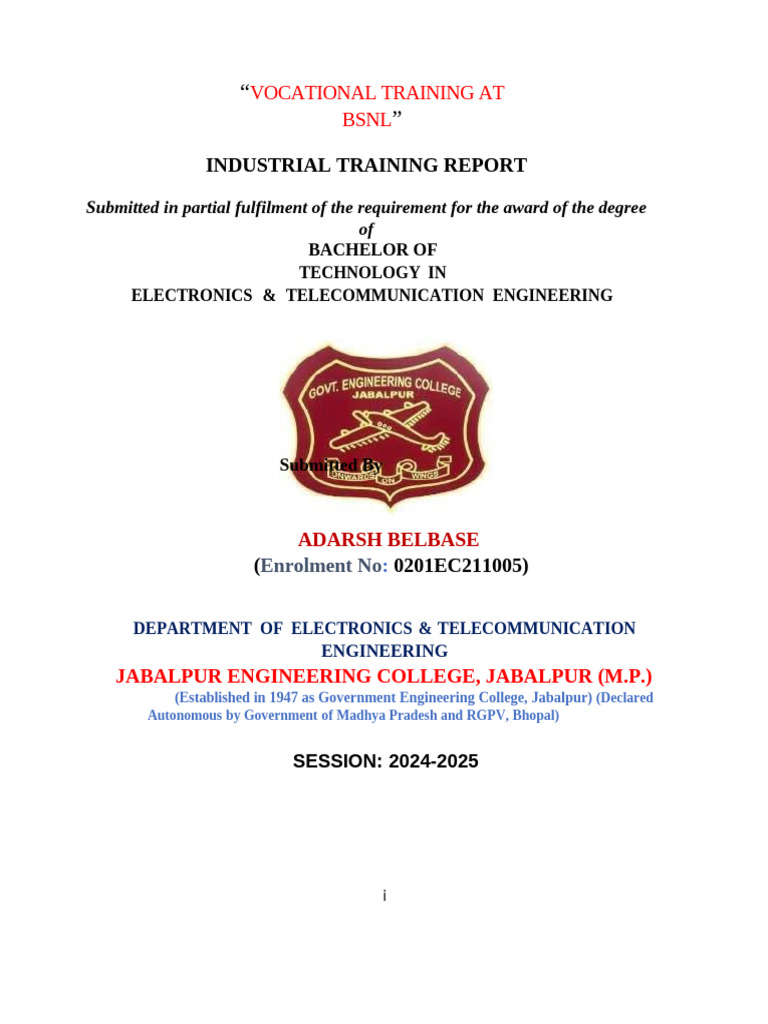 Industrial Training Report Format New | PDF | Educational Stages ...