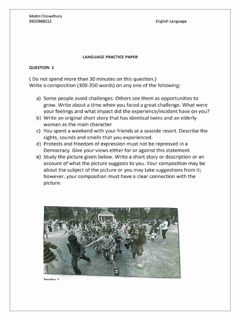 PRACTICE PAPER Lang | PDF