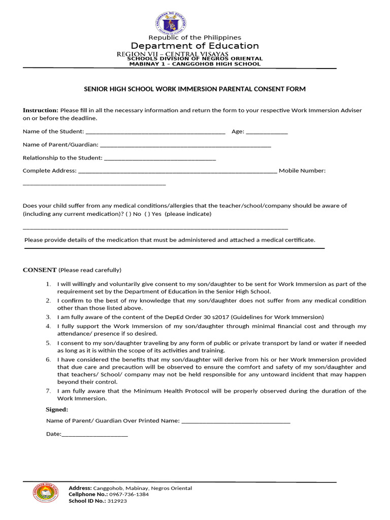 Request Letter For Work Immersion | PDF