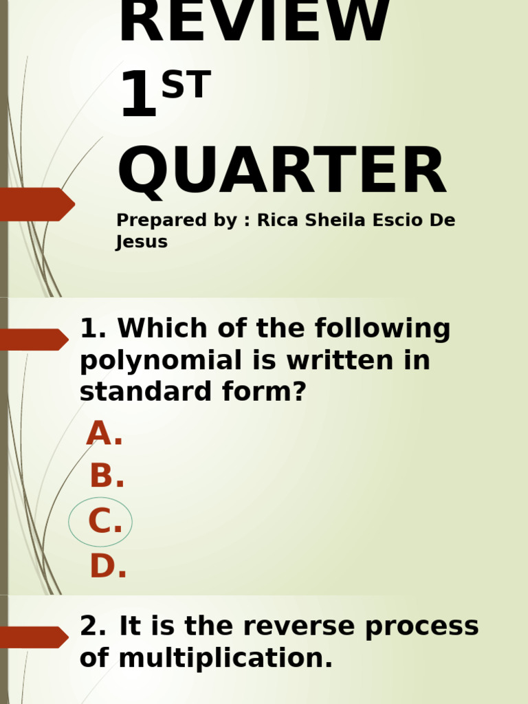 Review 1st Quarter | PDF | Factorization | Discrete Mathematics