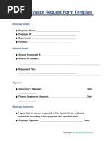 Advance Salary Application Form Format in Ms Word | PDF