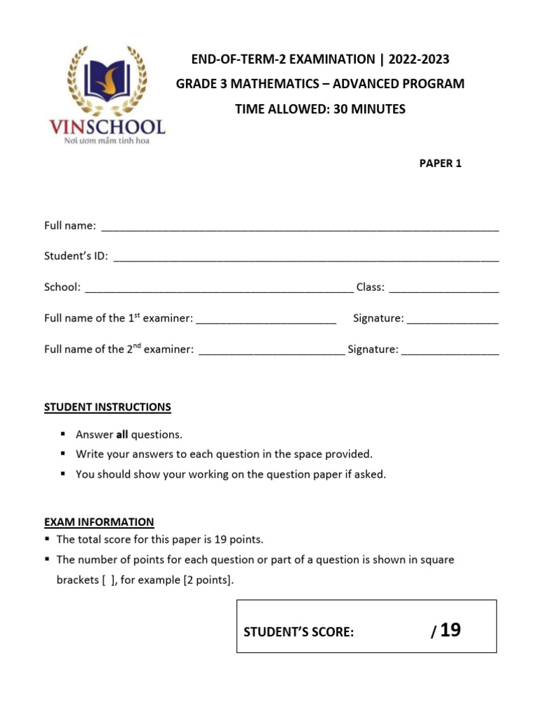 Grade 3 S2 Paper 1 2023 | PDF