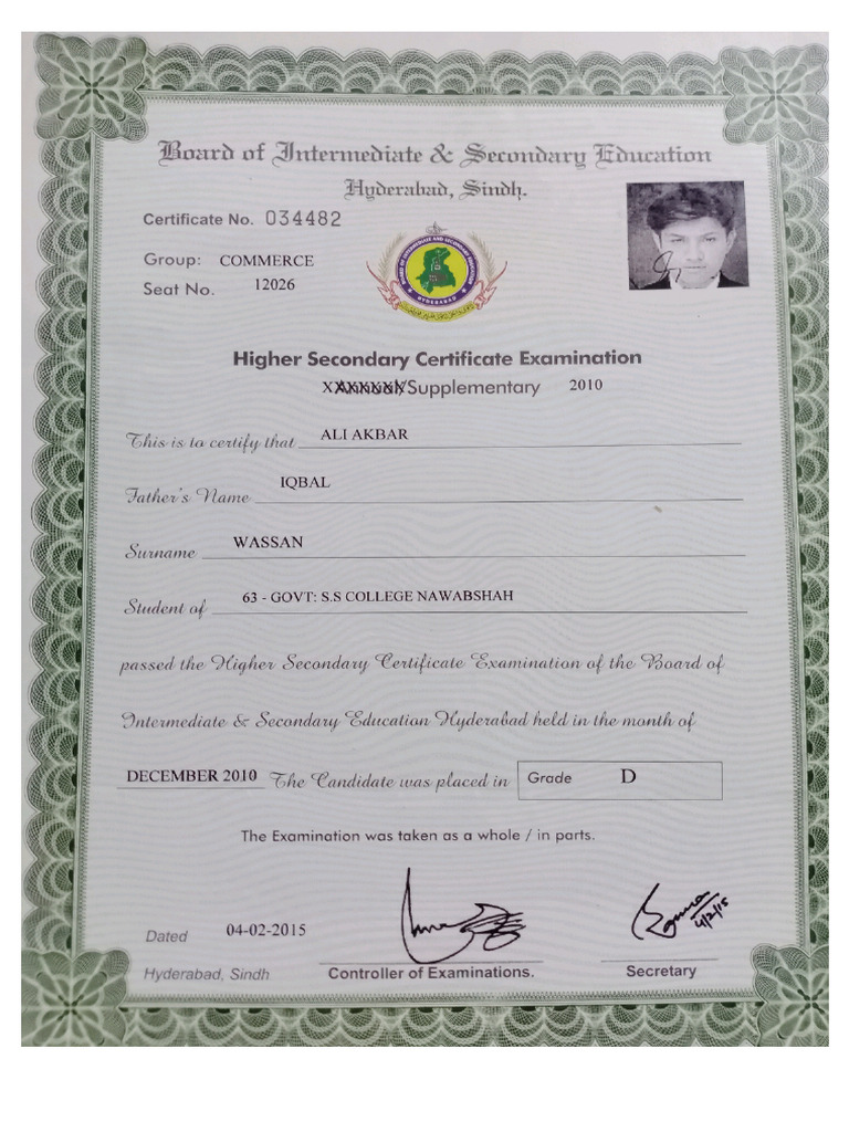 Intermediate certificate | PDF