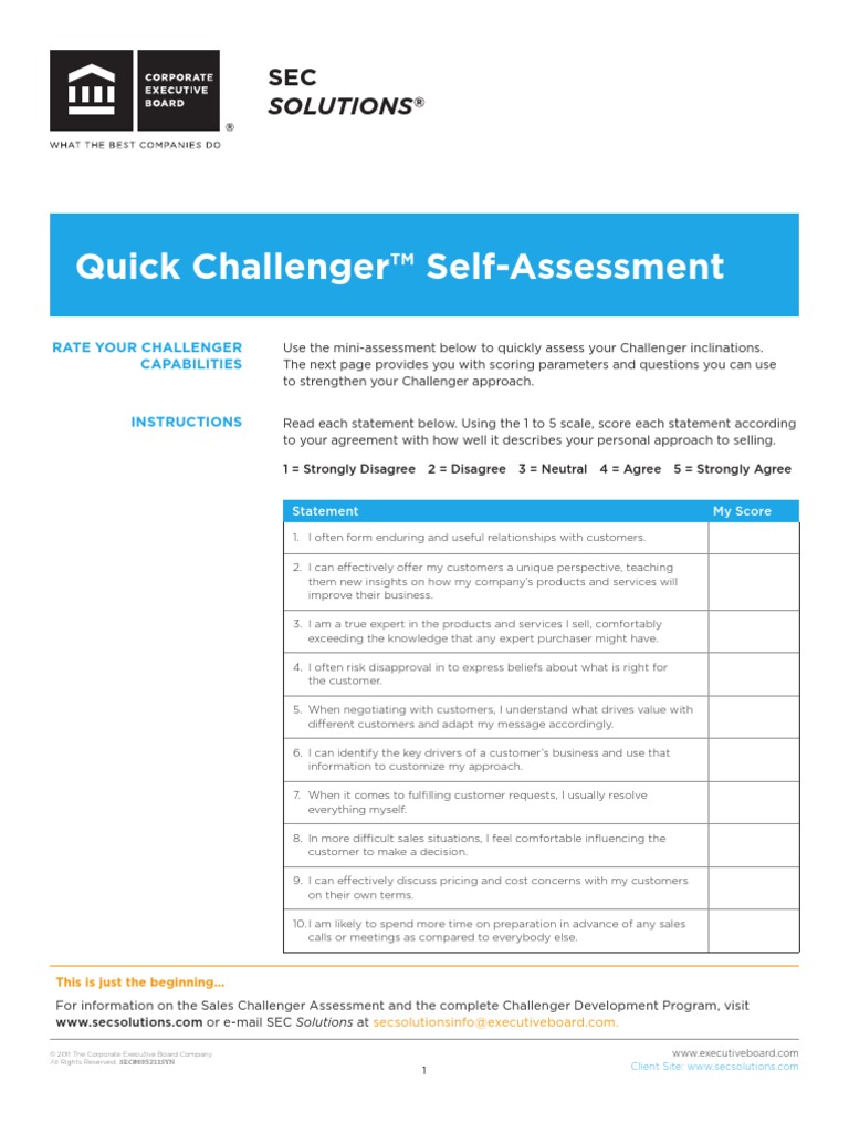 The Challenger Sale Challenger Test | PDF | Sales | Cognition