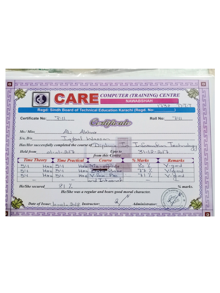 DIT Certificate | PDF