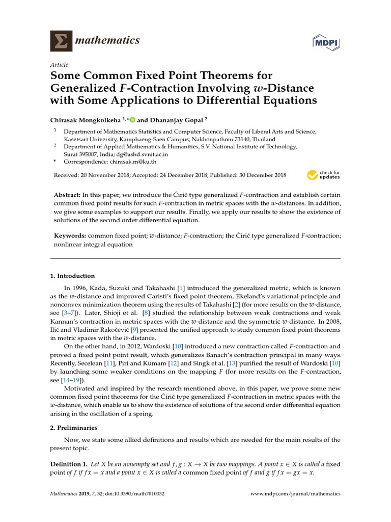 Some Common Fixed Point Theorems For Generalized F-Contraction Involving W-Distance With Some ...