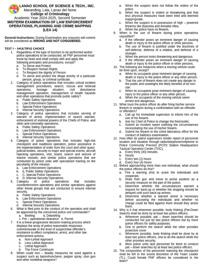 Law Enforcement Operations,Planning and Crime Mapping | PDF | Police | Arrest