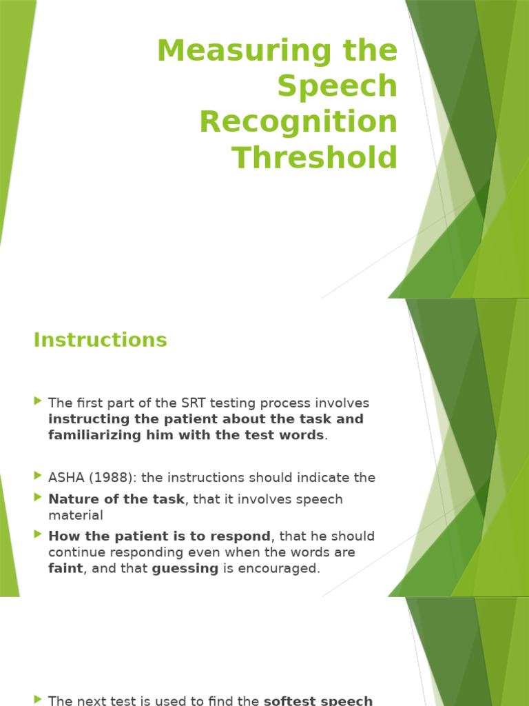 Speech Recognition Threshold Testing Guide | PDF | Cognitive Science ...