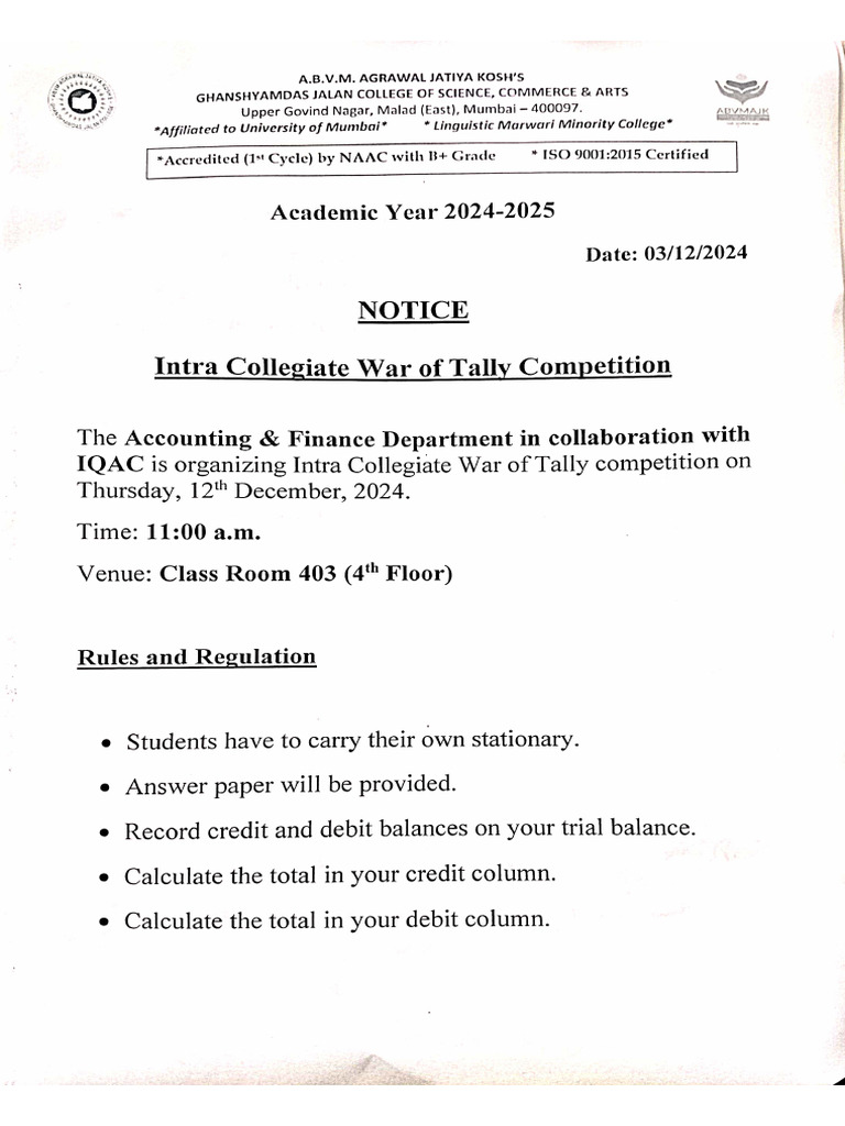 War of Tally Competition | PDF