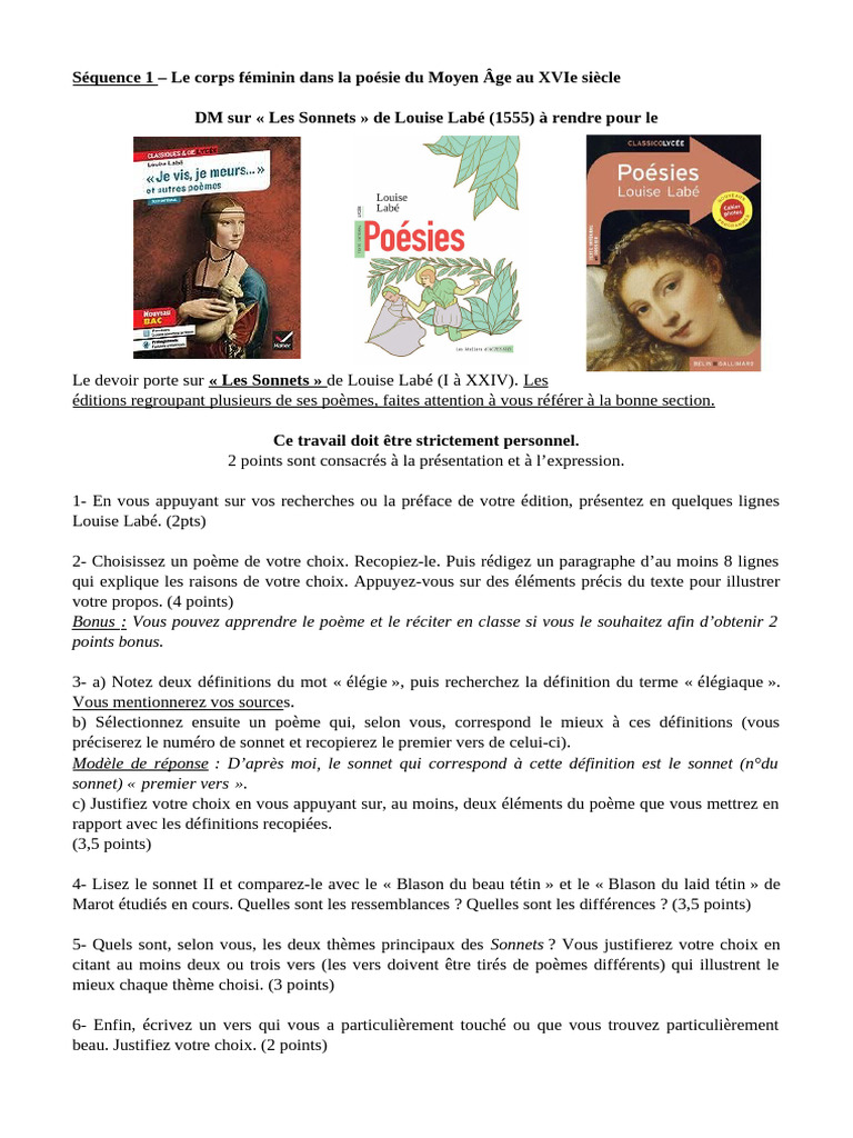 Analyse des Sonnets de Louise Labé | PDF