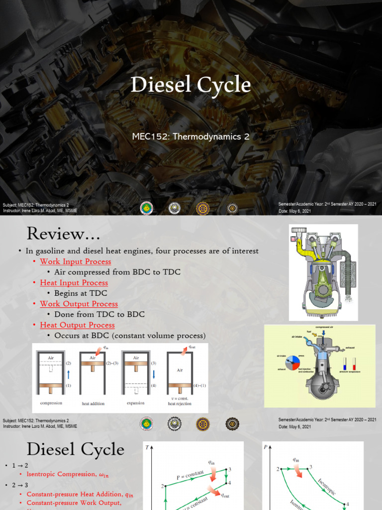 Diesel Cycle Overview and Analysis | PDF | Temperature | Heat