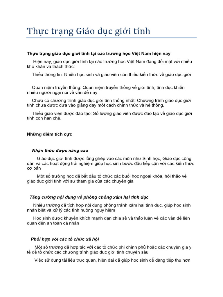 TH C TR NG Giáo D C Gi I Tính | PDF