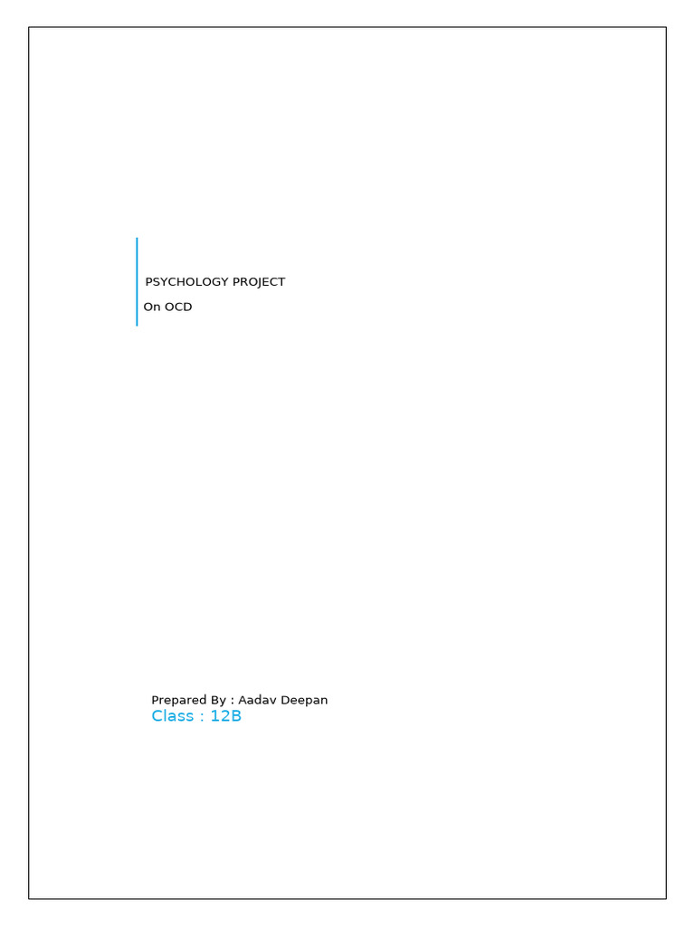 psychology projectfinal | PDF | Obsessive–Compulsive Disorder | Cognitive Behavioral Therapy