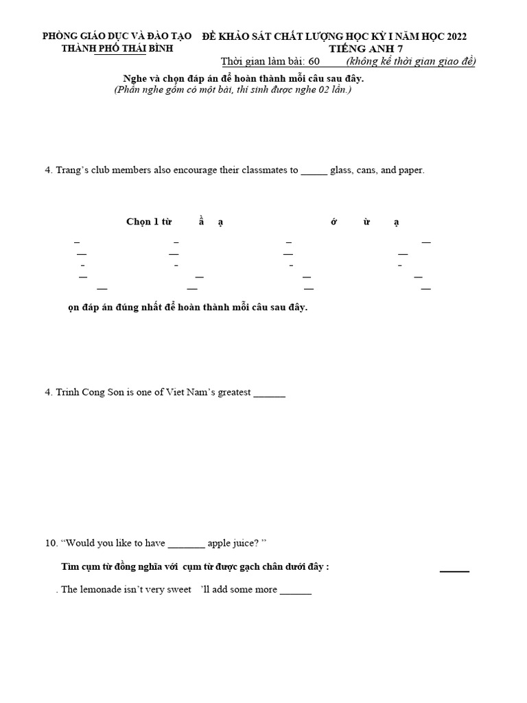 Anh 7 HK1 22-23-THANH PHO | PDF