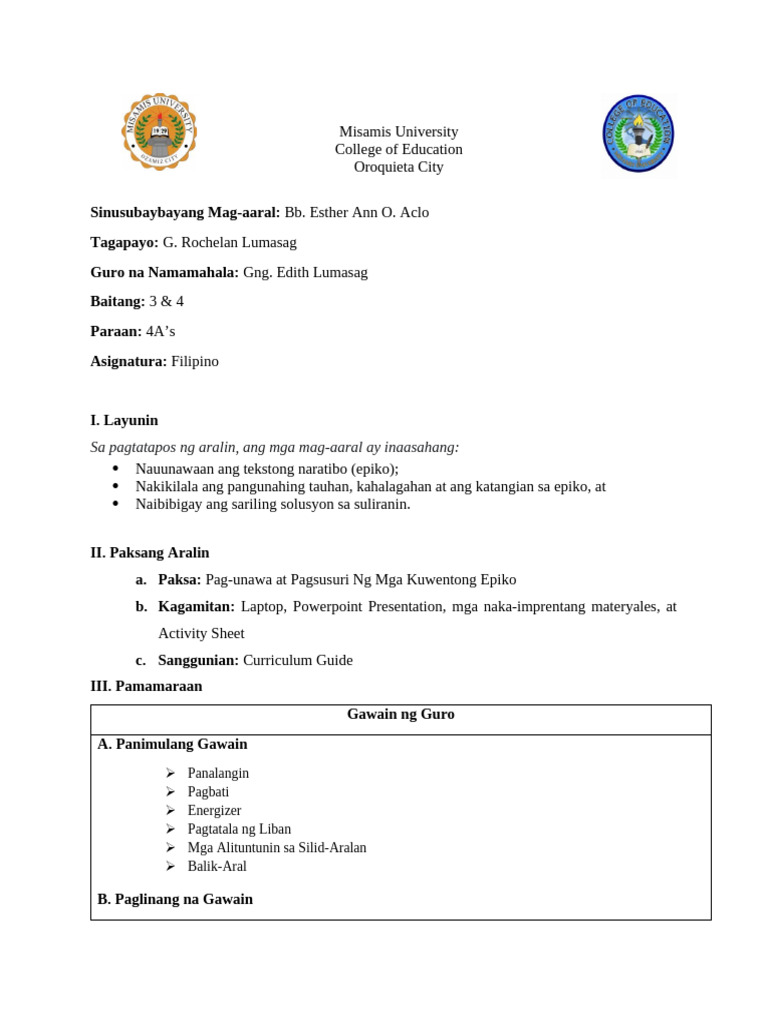 Lesson Plan in Filipino - Grade 3&4 | PDF