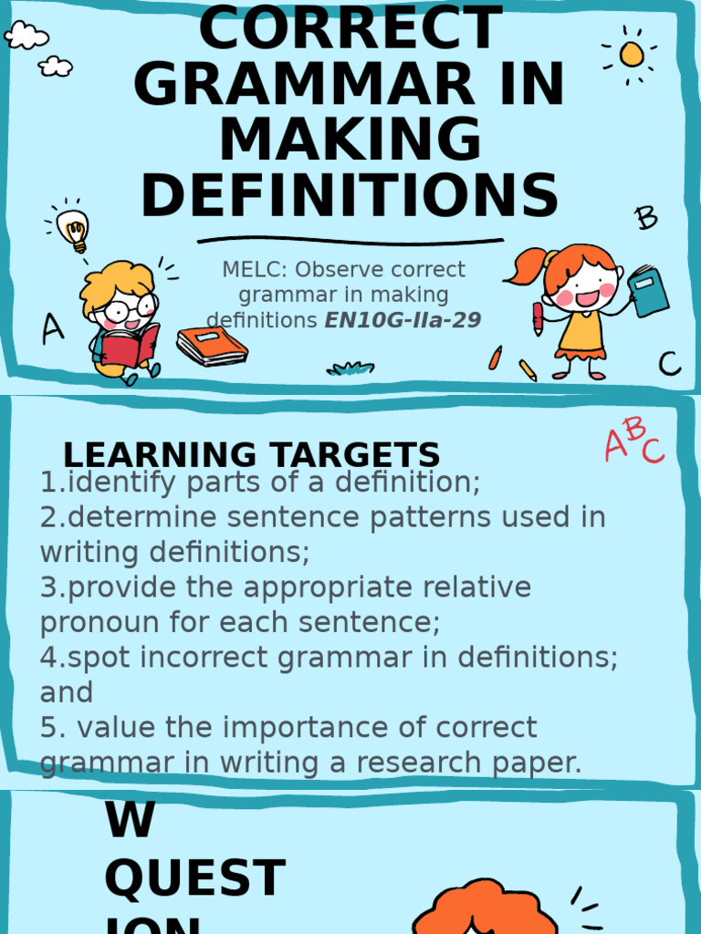 Observing Correct Grammar in Making Definitions | PDF | Subject ...