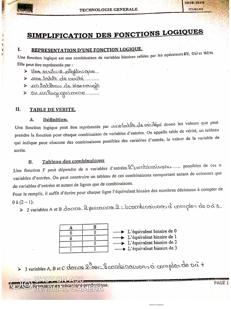 Simplification des fonctions logiques | PDF