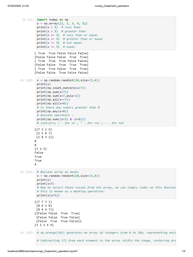 6.numpy_Coparision_operators | PDF | Mathematical Logic | Boolean Algebra