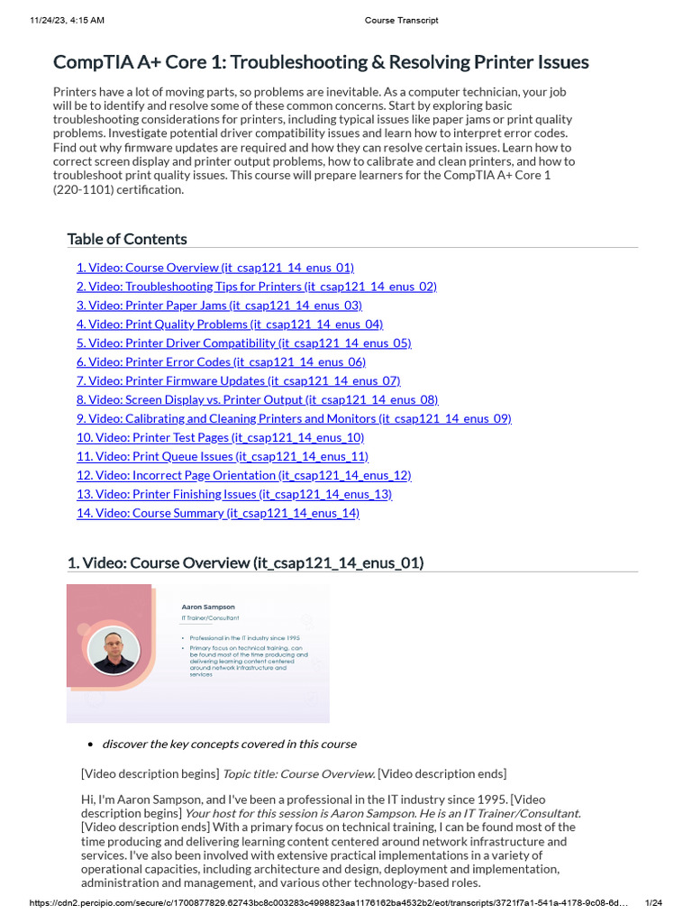 CompTIA A+ Printer Troubleshooting Guide | PDF | Printer (Computing ...