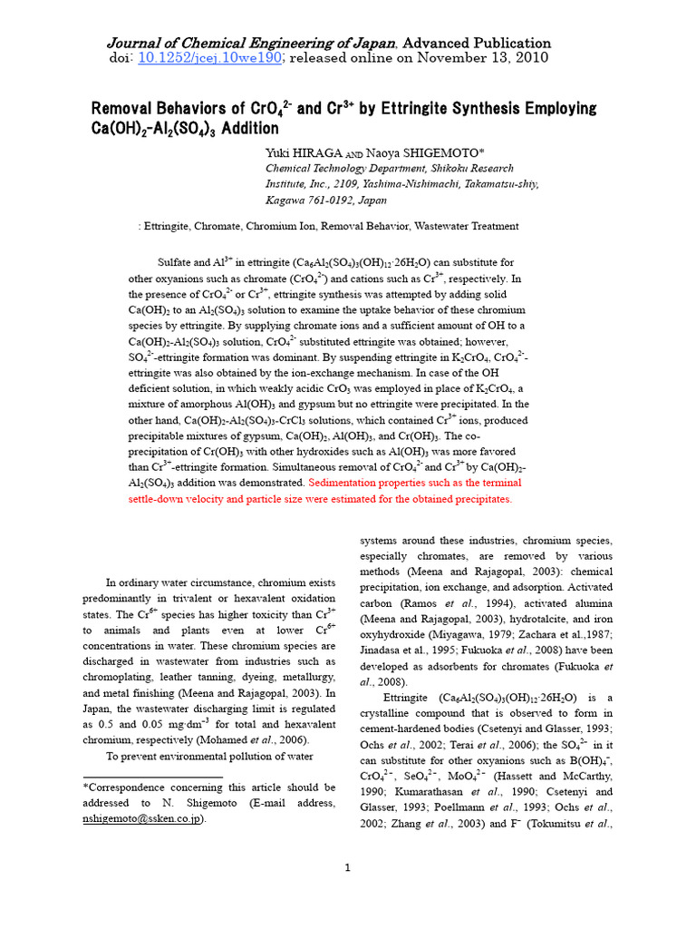 Removing CR and CrO4 Ions | PDF | Hydroxide | Chromium
