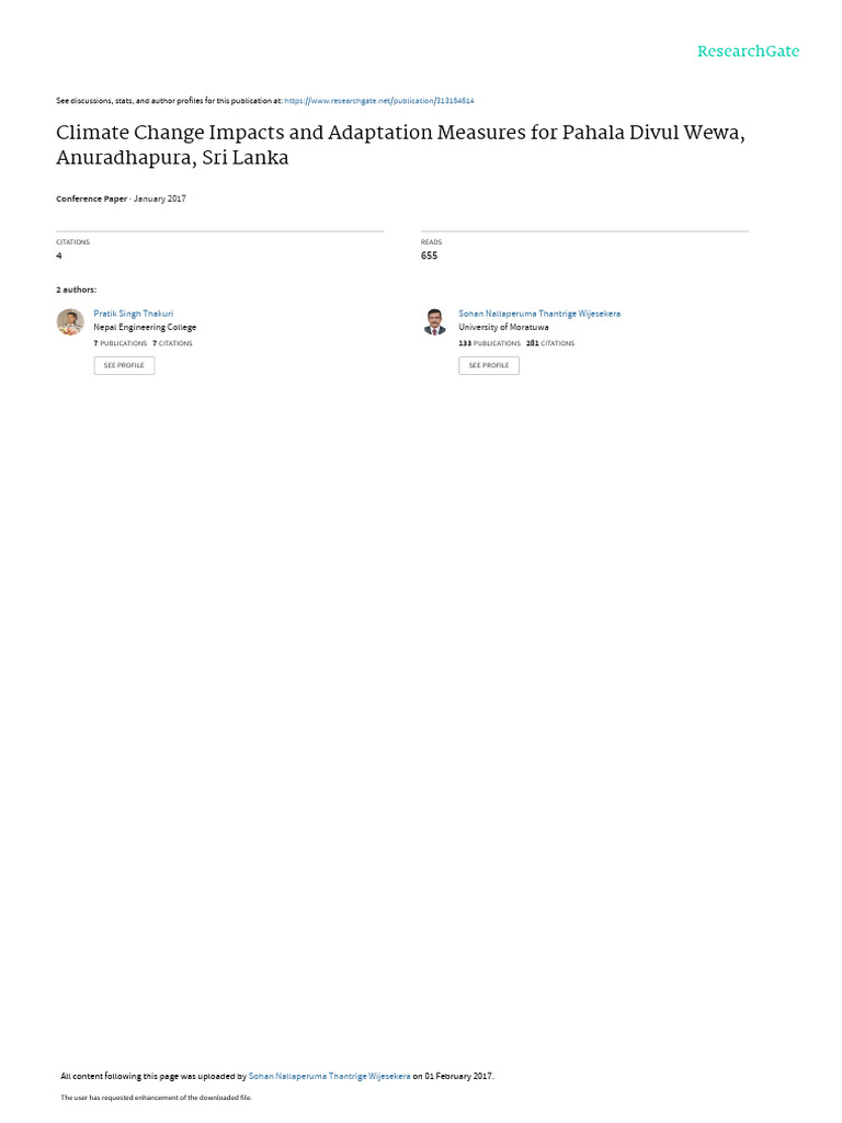 Climate_change_impact_on_pahala_diwul_wewa | PDF | Climate Change | Climate