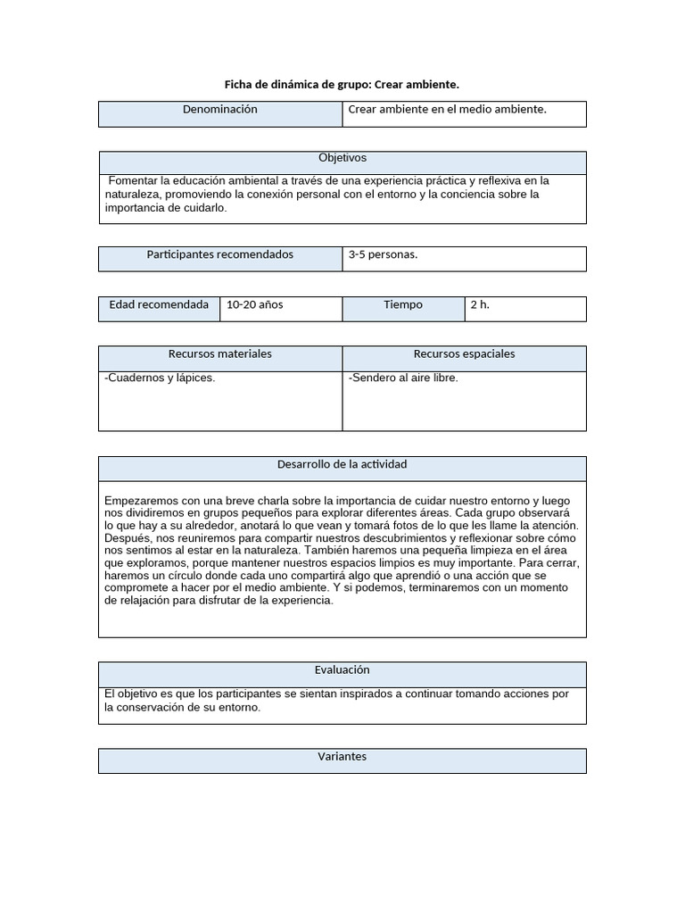 Ficha Dinámica de Grupo | PDF