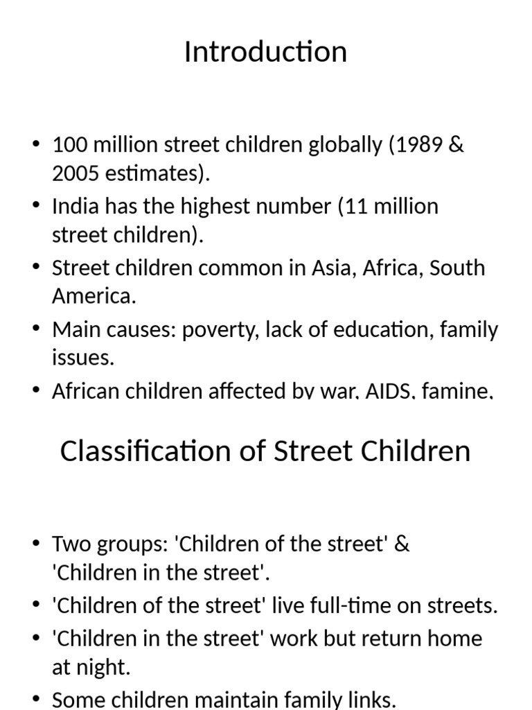 Street Children Presentation Updated | PDF | Child Protection | Mental ...