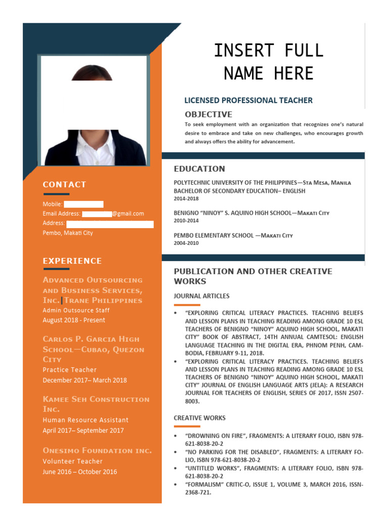 SAMPLE RESUME | PDF | Learning | Human Communication