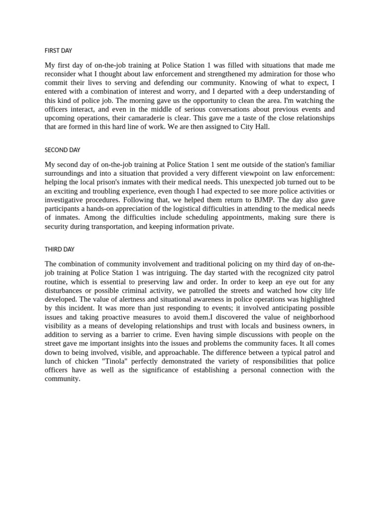 Tamtam Ojt Report | PDF | Police | Criminology