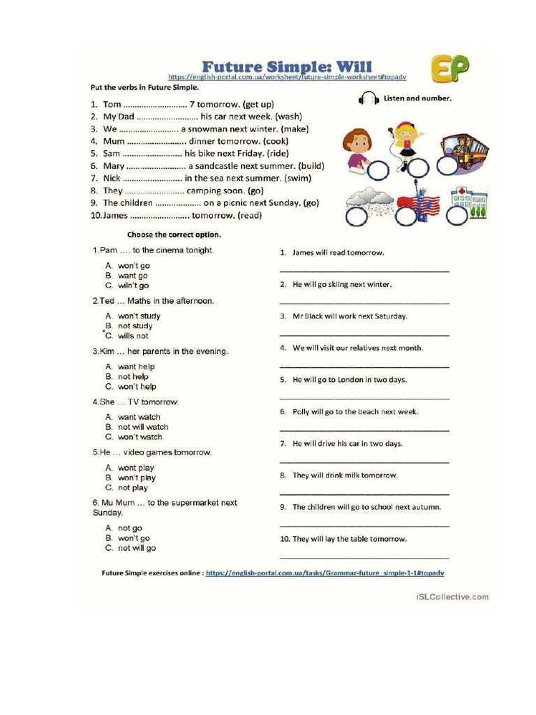 Практика Future simple | PDF