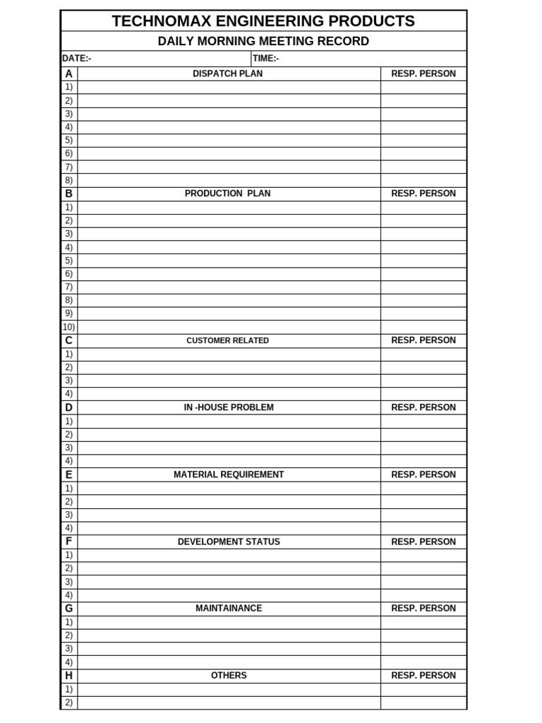Daily Morning Meeting Record | PDF
