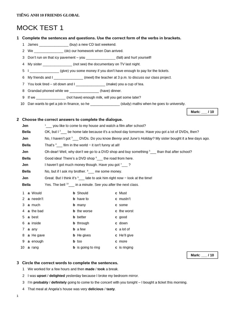 Cumulative Test Units 1-4 B | PDF