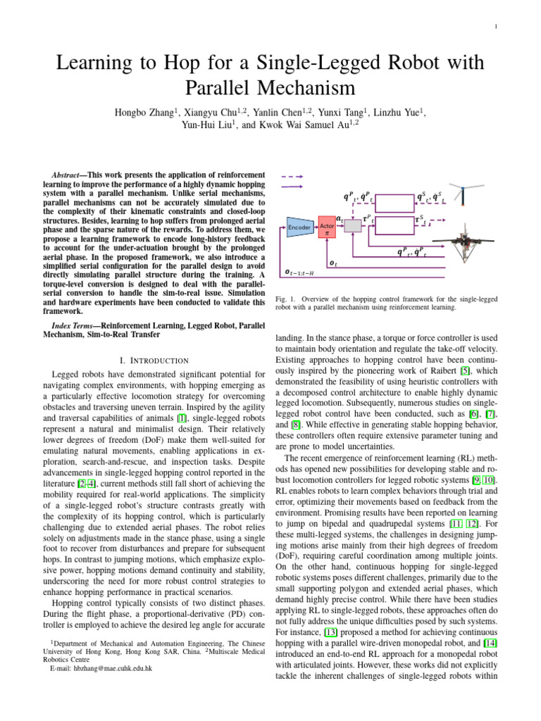 Learning To Hop For A Single Legged Robot | PDF | Mechanical ...