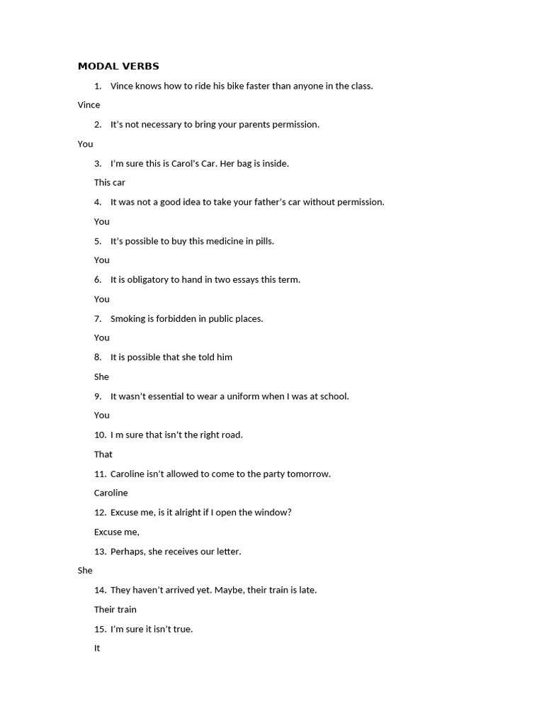 Understanding Modal Verbs and Tenses | PDF | Linguistic Morphology ...