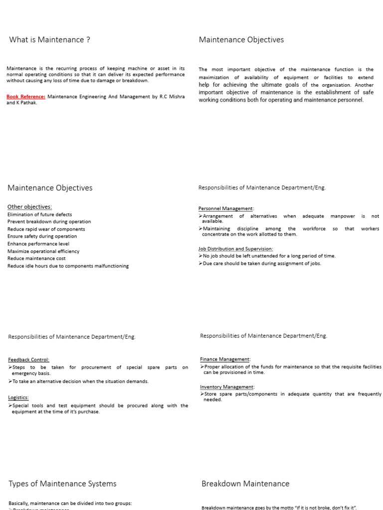Introduction_to_Maintenance[1] [merged] final | PDF | Incentive | Business