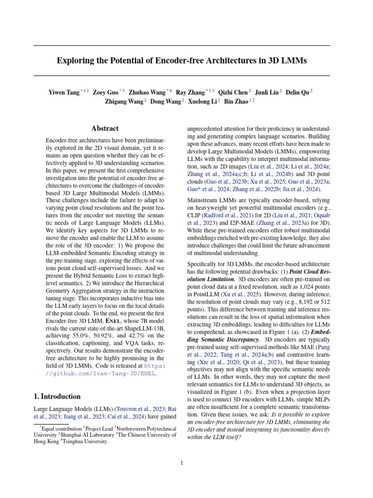 Exploring The Potential of Encoder-Free Architectures in 3D LMMs | PDF | Applied Mathematics ...