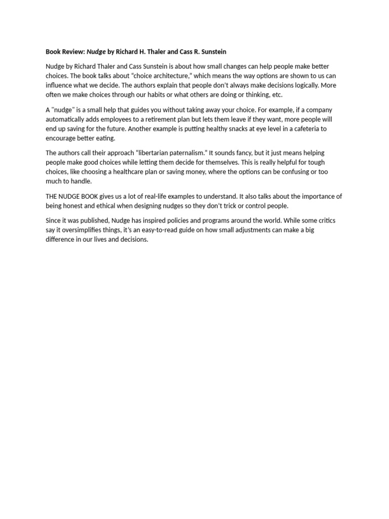 The Nudge Book Review | PDF