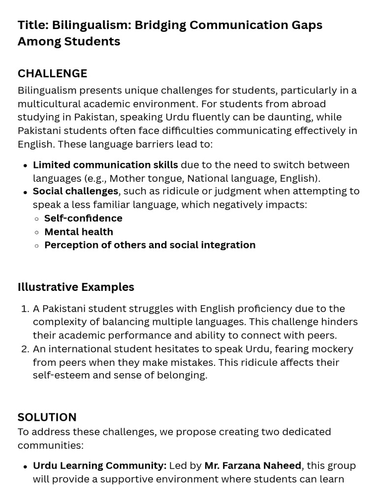 Title Bilingualism Bridging Communication Gaps Among Students (2) Notes ...