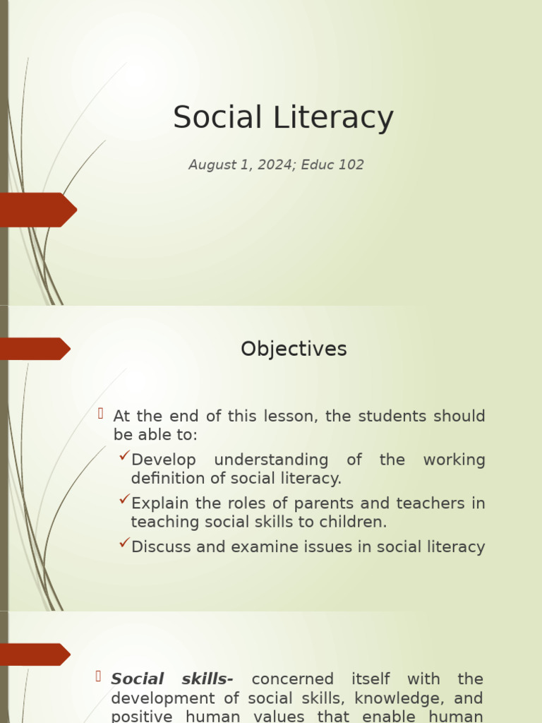 Profed 2 Lesson 3 Social Literacy 230122131848 Aec8a3b0 | PDF | Empathy | Social Skills