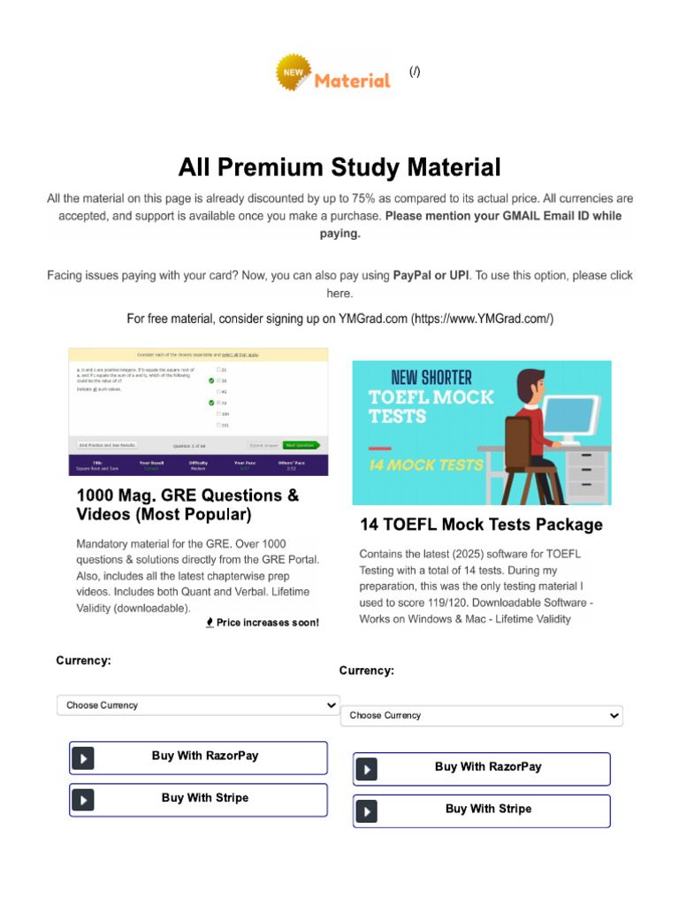 The Best Study Material for GRE, ToEFL, IELTS | PDF