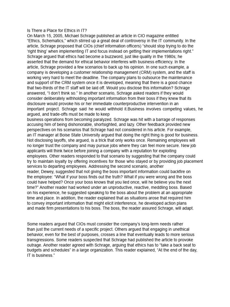 Case Study 1-1 | PDF | Employment | Chief Information Officer