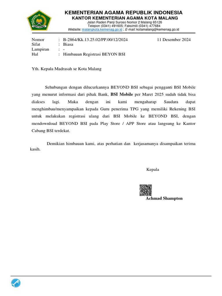 Himbauan Registrasi Beyond Bsi | PDF