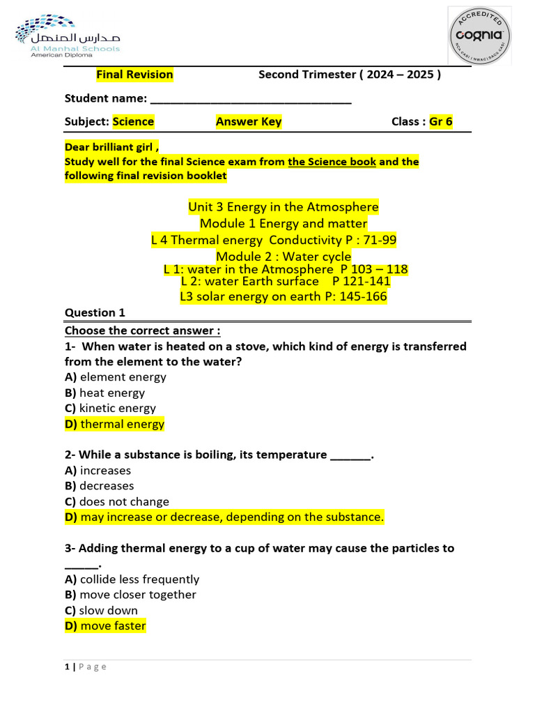 Final Revision Booklet Gr6 S2 A K | PDF | Water | Heat