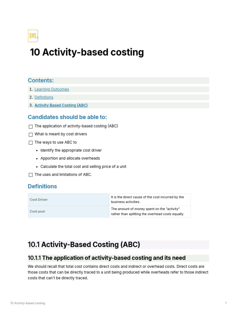 10 Activity-Based Costing | PDF | Cost | Pricing