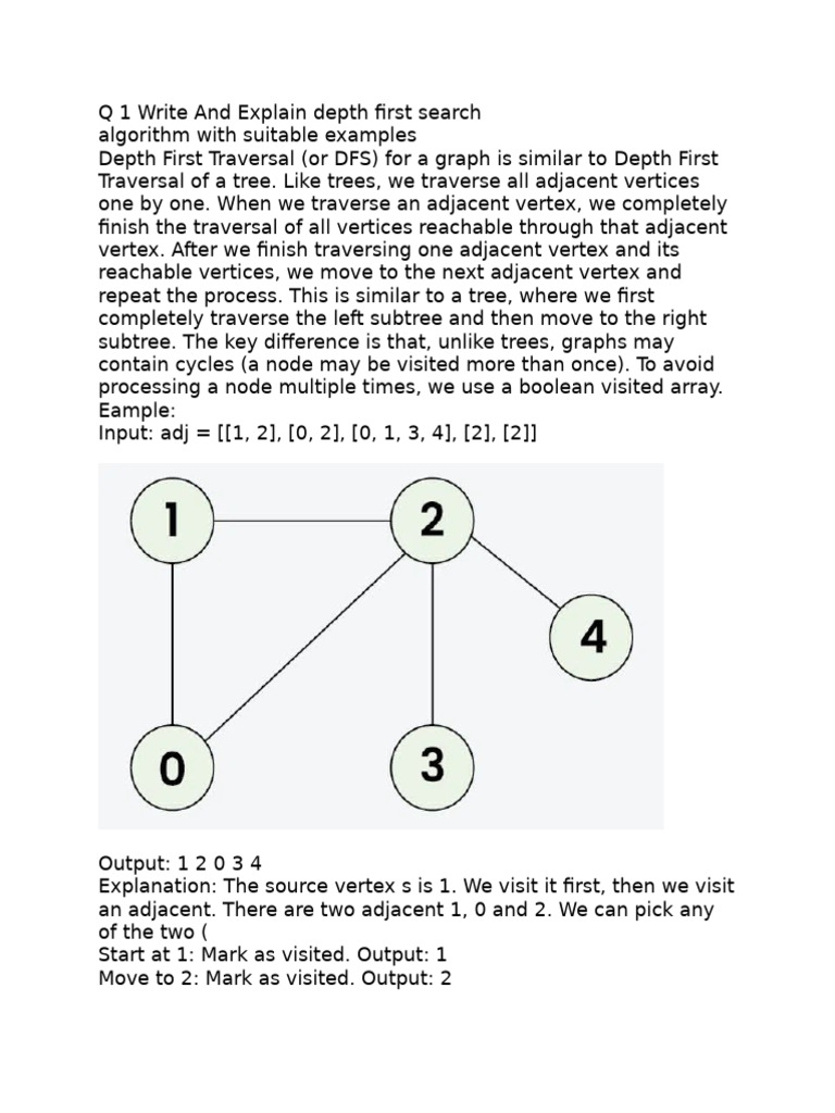 Q 1 Write and Explain Depth Fi | PDF | Graph Theory | Algorithms And ...